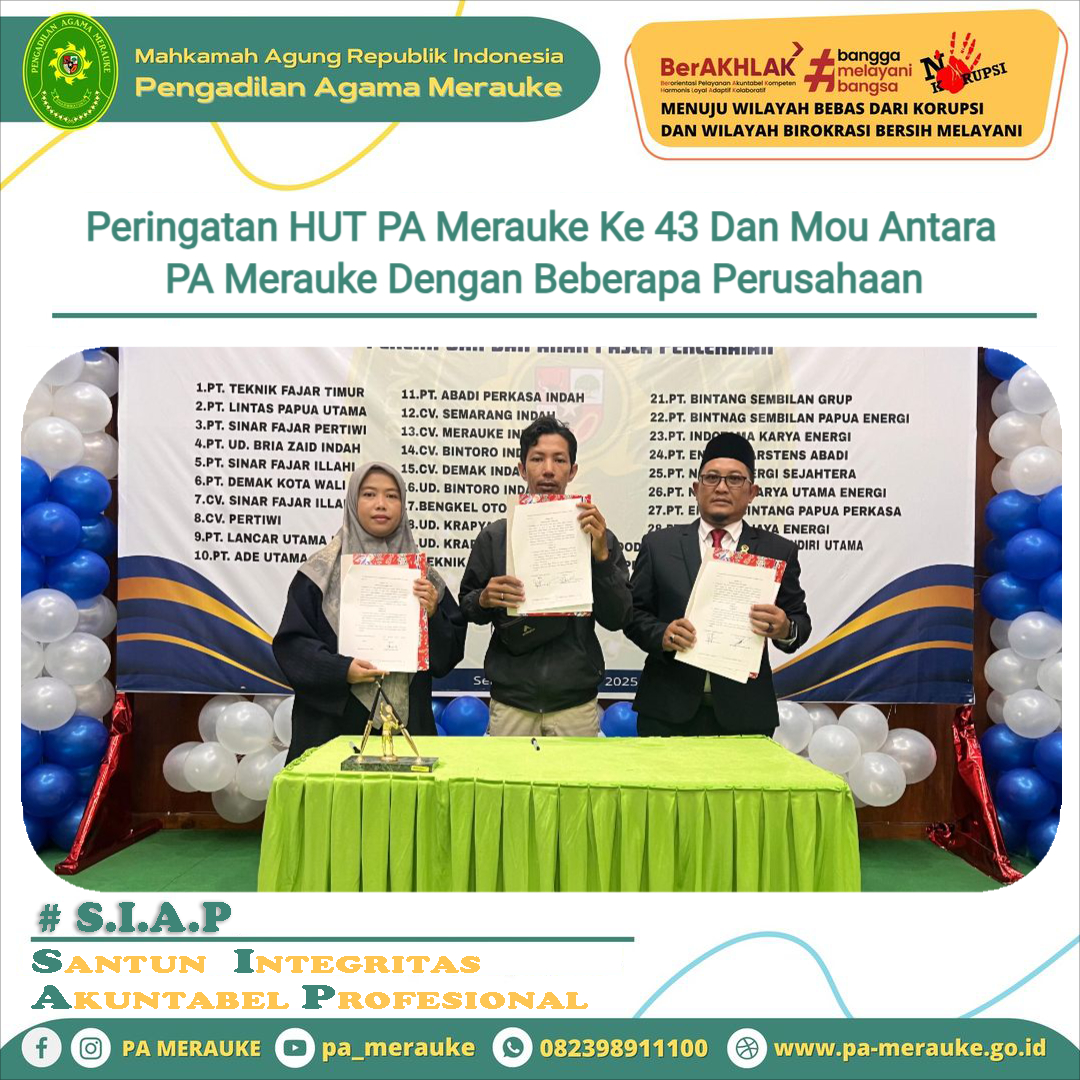 Peringatan HUT Pengadilan Agama Merauke Ke 43 Dan Mou Antara Pegadilan ...