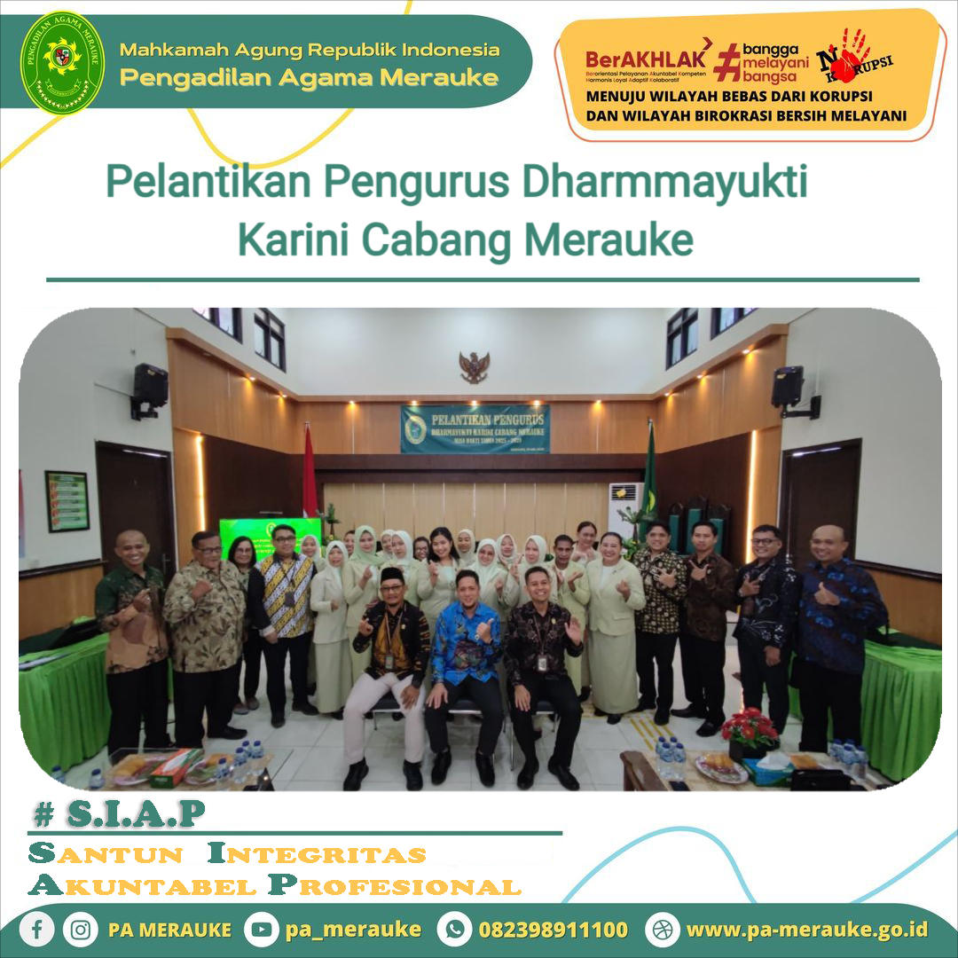Pelantikan Pengurus Dharmmayukti Karini Cabang Merauke (16/05/2025)